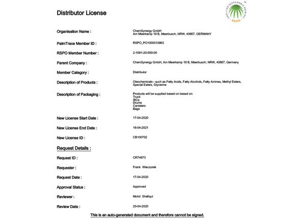 Certificates - ChemSynergy